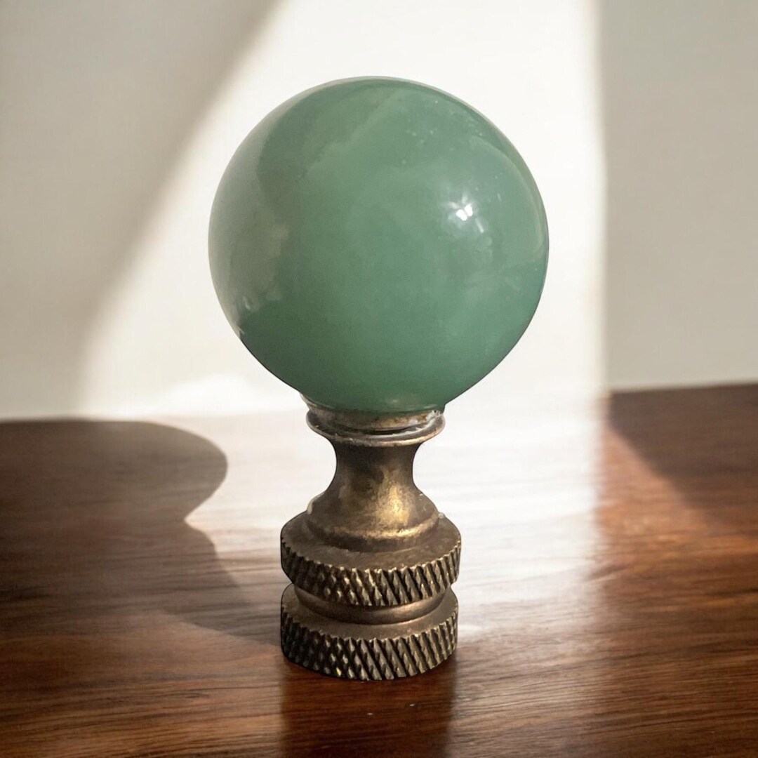 Green Jade/jadite Marble Lamp Finial 25mm (1") Antique Brass Base - Etsy