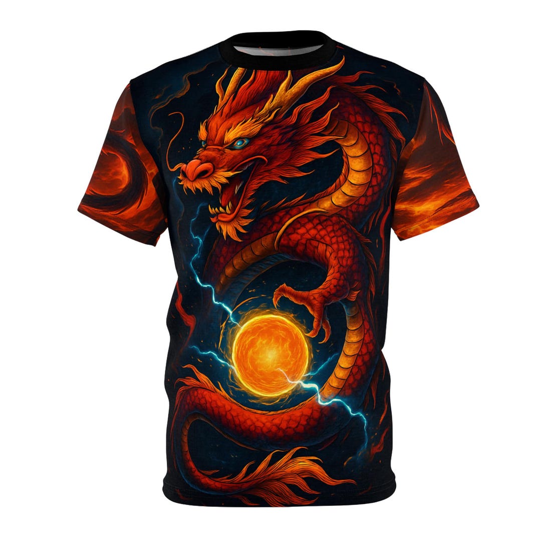 Mythical Dragon Graphic Tee, Unisex Cut & Sew Shirt, Fantasy Apparel ...
