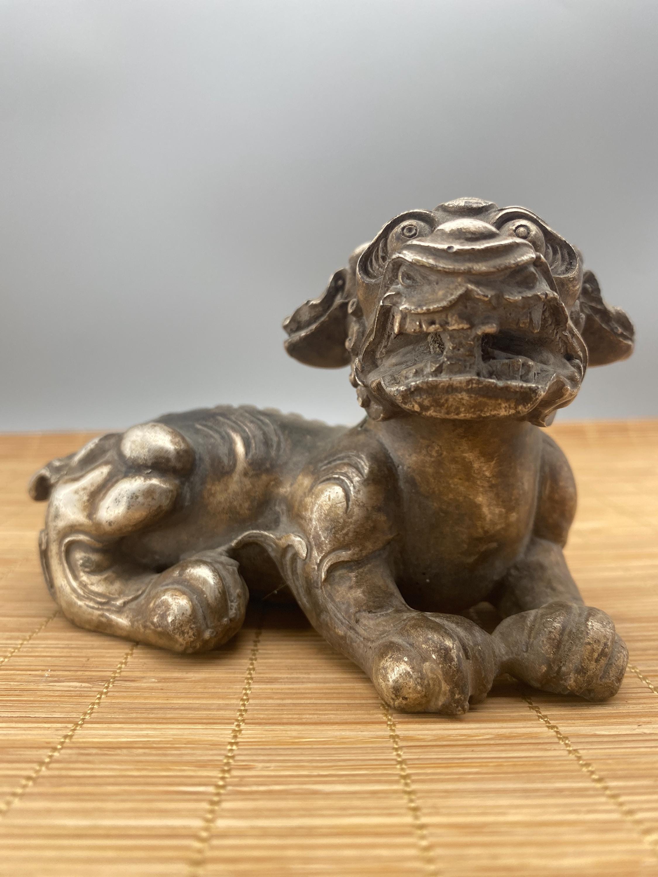 Handcrafted Reclining Lion Statue, Exquisite Carving, Desk Ornament ...