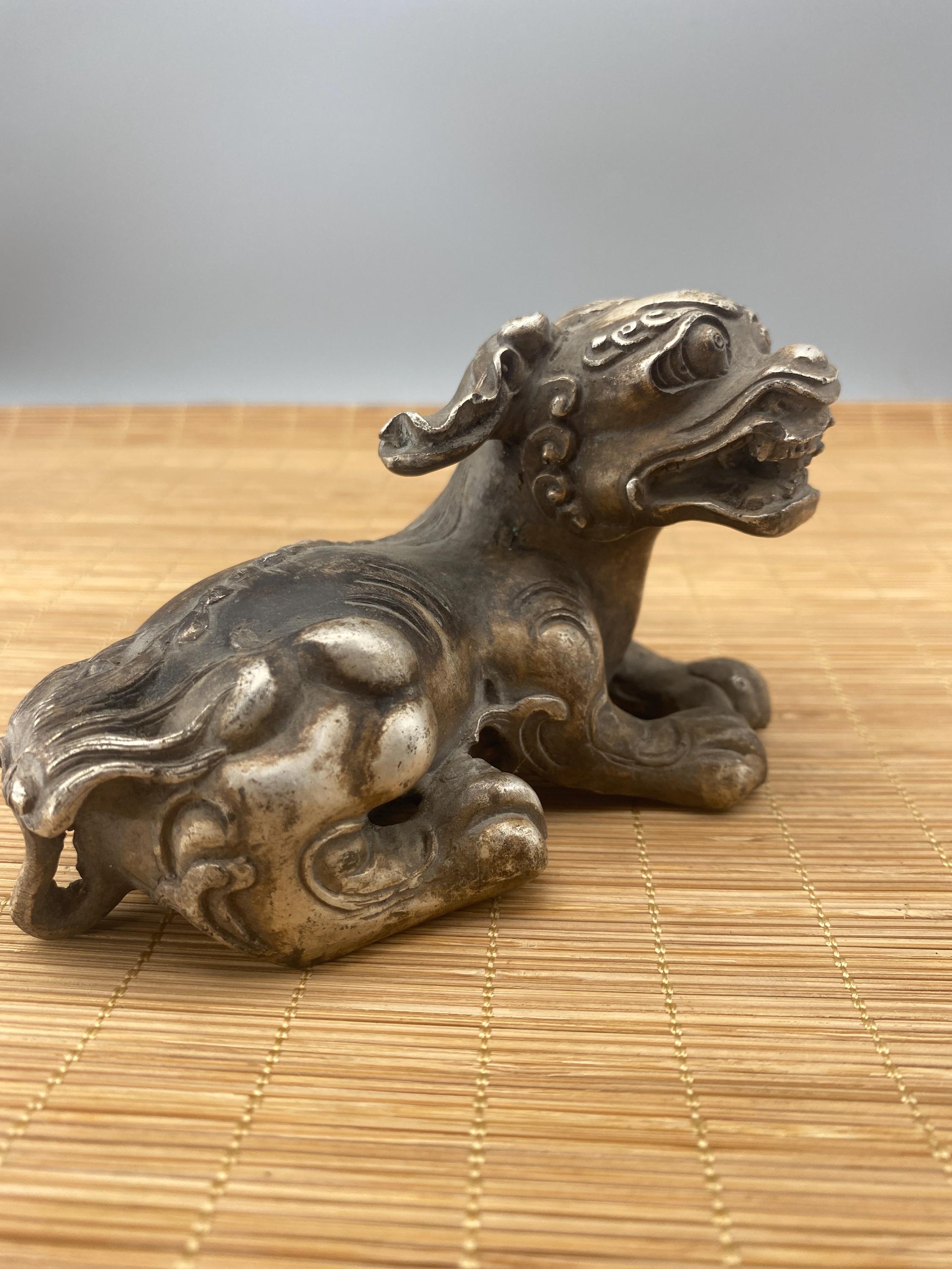 Handcrafted Reclining Lion Statue, Exquisite Carving, Desk Ornament ...