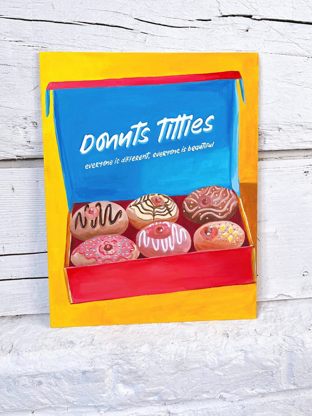 Donuts We Love Original Surrealistic Painting, Acrylic Paint on Canvas ...