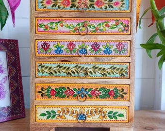Hand Painted Sankalaka Indian 6 Drawer Chest - Etsy