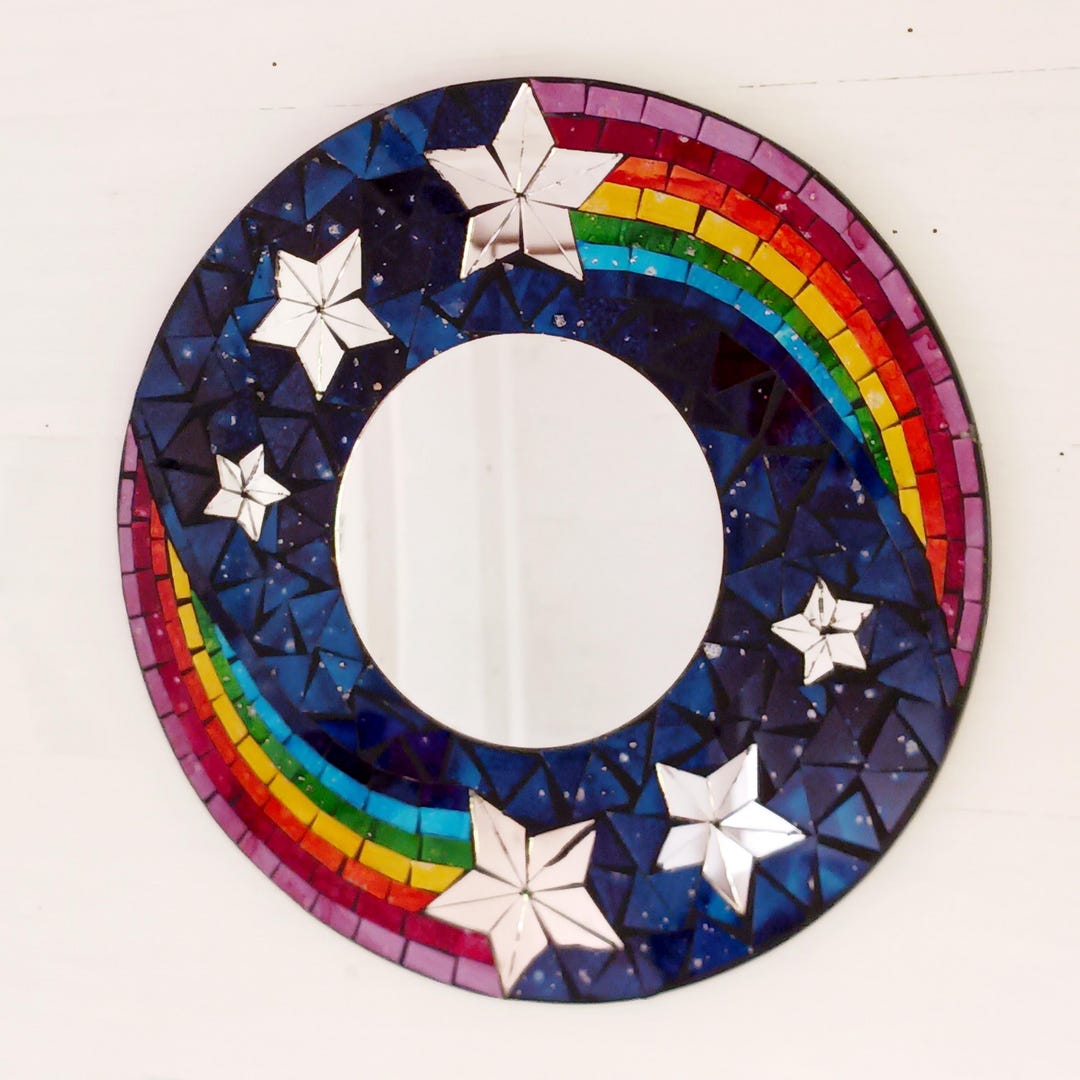 Handmade Rainbow and Stars Mirror | Small - Etsy