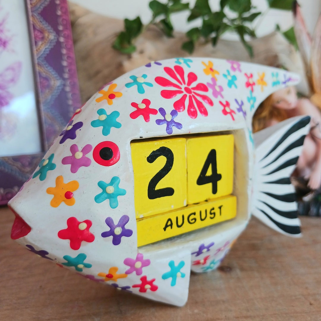 Hand Painted Fish Perpetual Calendar - Etsy