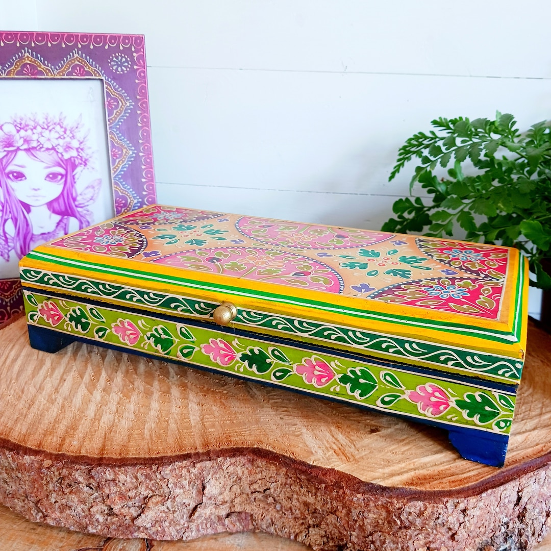 Hand Painted Indian Jewellery Box Trinket Box - Etsy