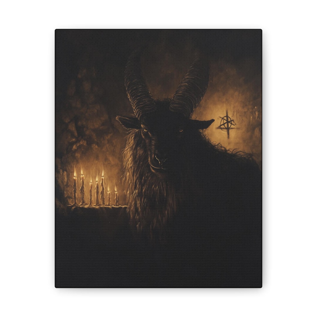 Baphomet Painting Stretched Canvas, Horned God, Aleister Crowley ...