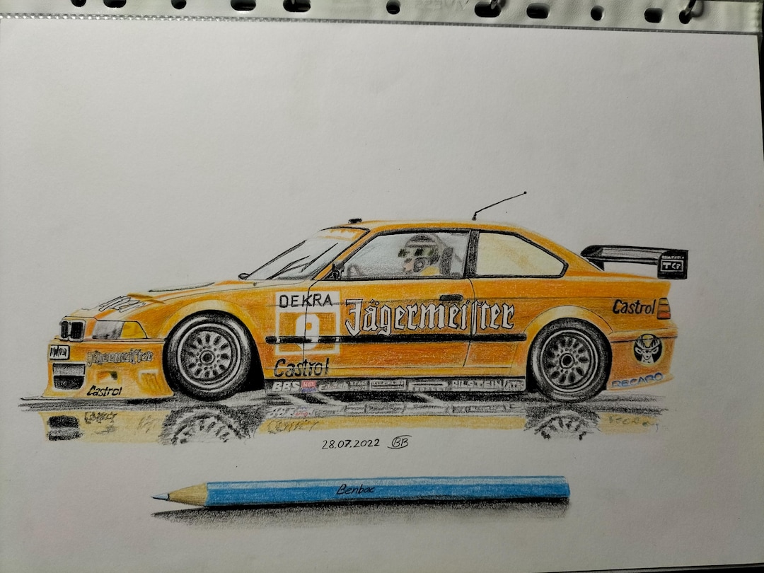 BMW E36 M3 Colored Pencil Drawing - Etsy