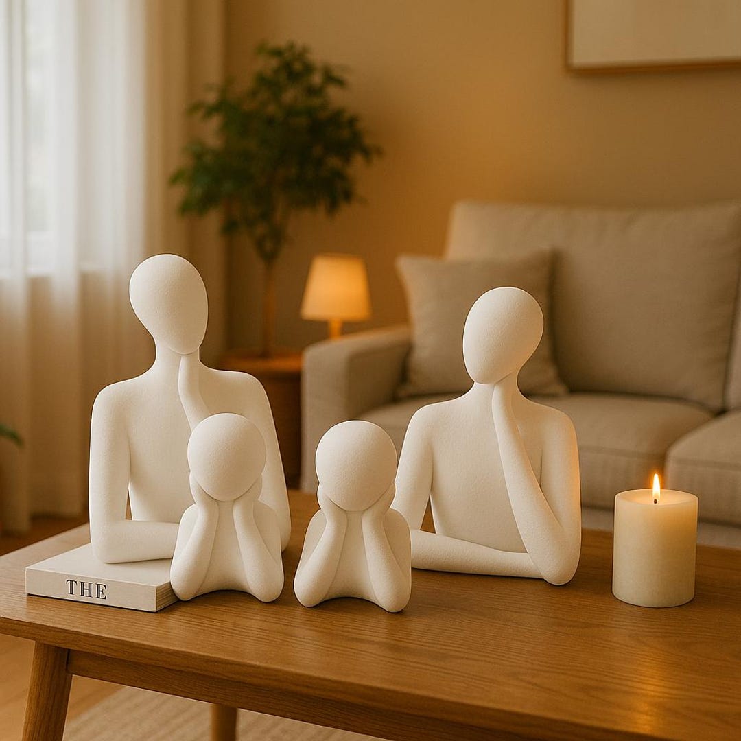 Abstract Concrete Family Sculpture for Home Decor 4 Person Minimalist ...