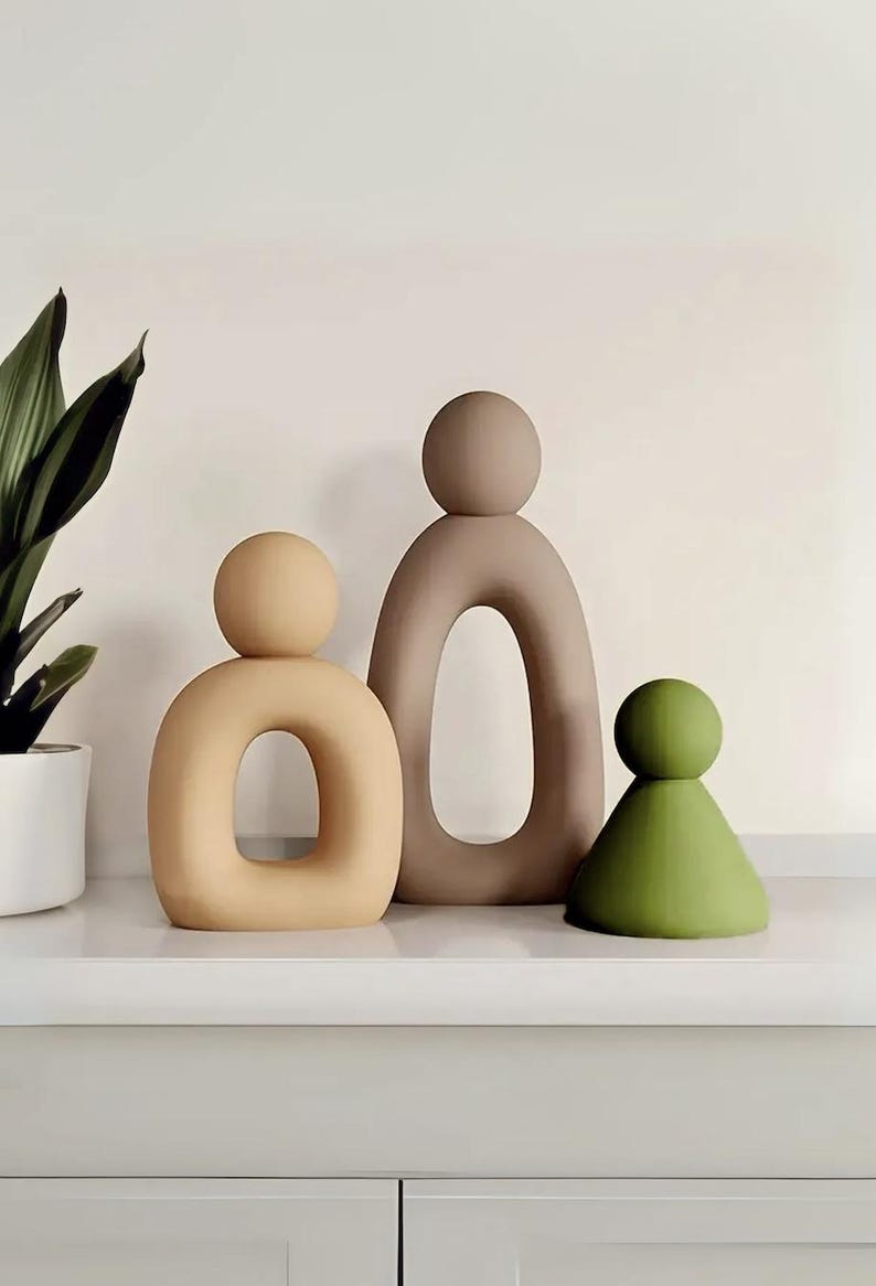 Abstract Family Sculpture Trio | Modern Concrete Home Decor Set ...