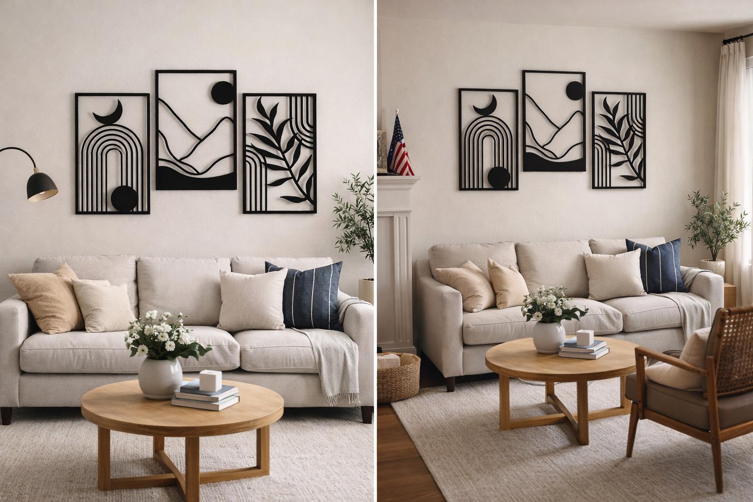 Laser Cut MDF Wall Art Set of 3 – Minimalist Wall Decor, Modern Home ...