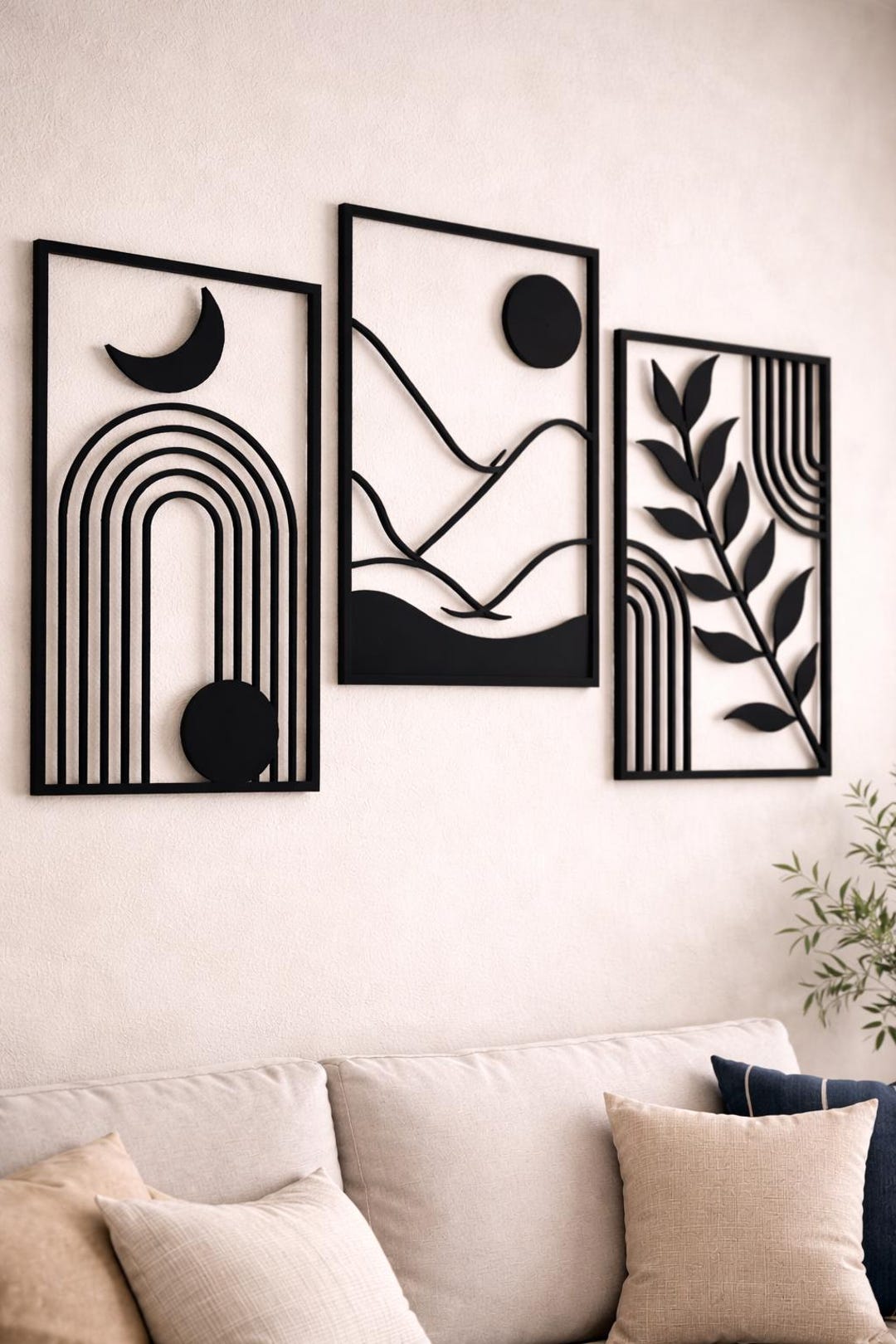 Laser Cut MDF Wall Art Set of 3 – Minimalist Wall Decor, Modern Home ...