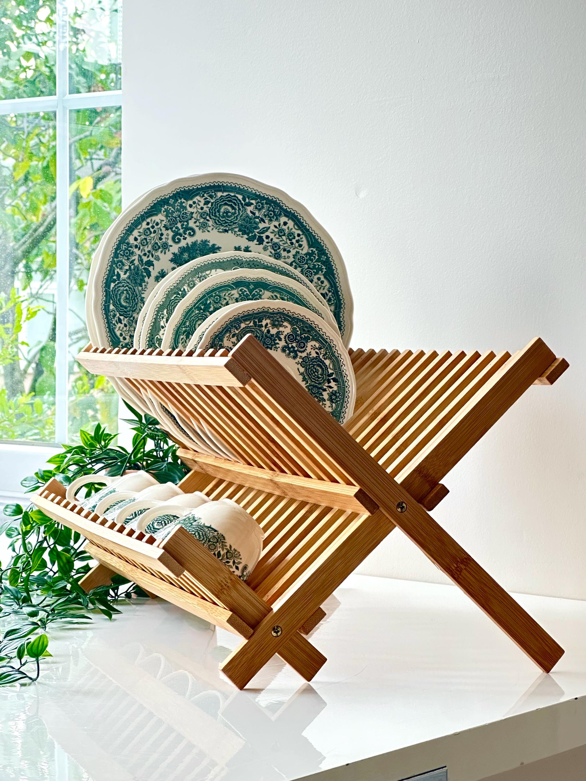 Bamboo Foldable Dish Rack - Compact & Eco-friendly Dish Drying Rack - Etsy
