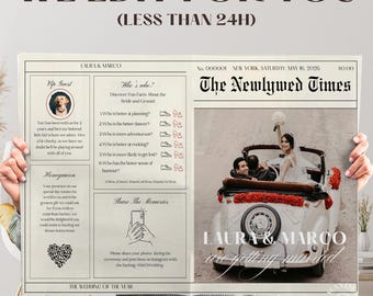 Newspaper Wedding Program Template, Infographic Ceremony Newspaper ...