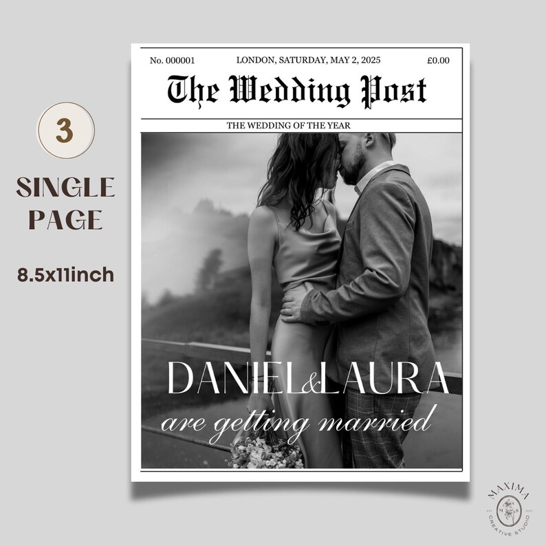 Newspaper Wedding Program Template, Wedding Newspaper Canva Edit ...