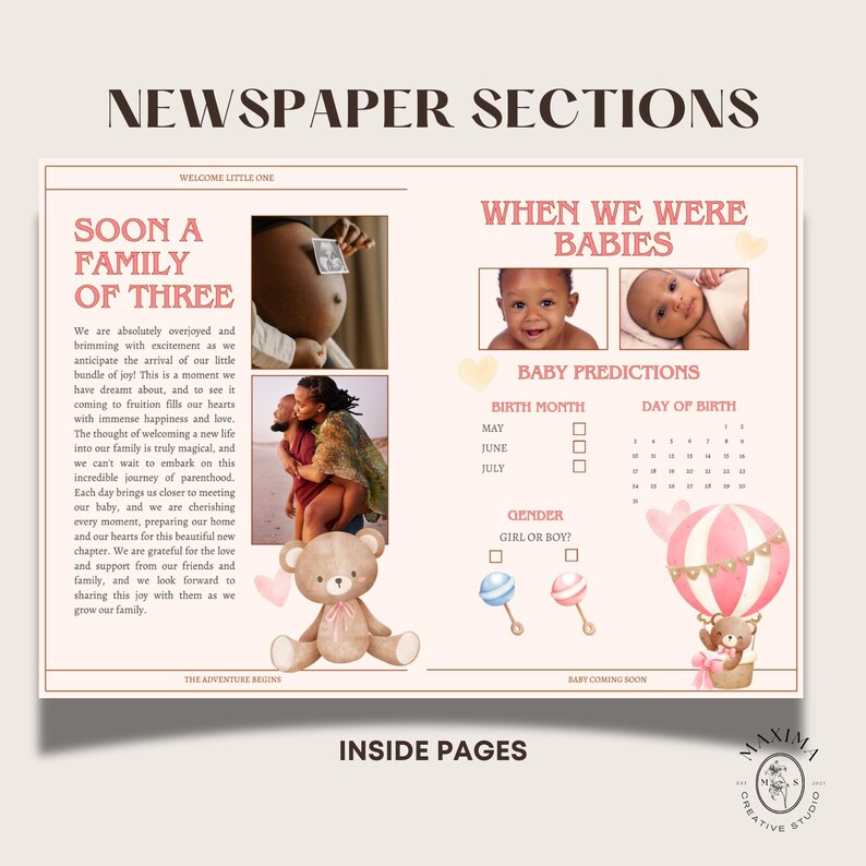Newspaper Baby Announcement Template, Newspaper Baby Reveal, Baby ...