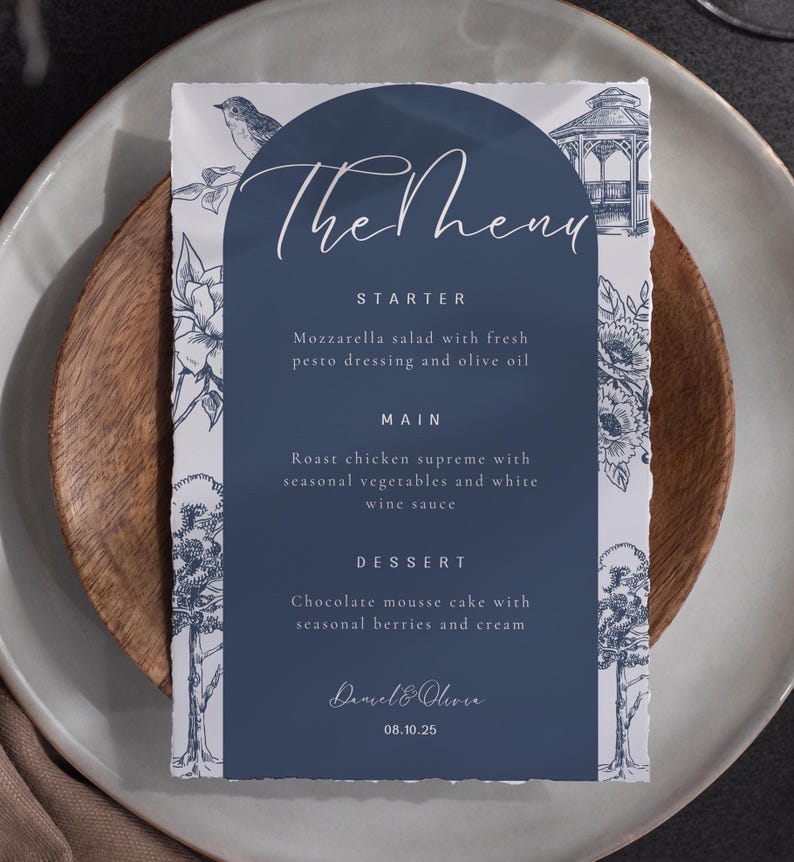 Vintage Wedding Menu Template, Classic Editable Menu Sign, Elegant ...