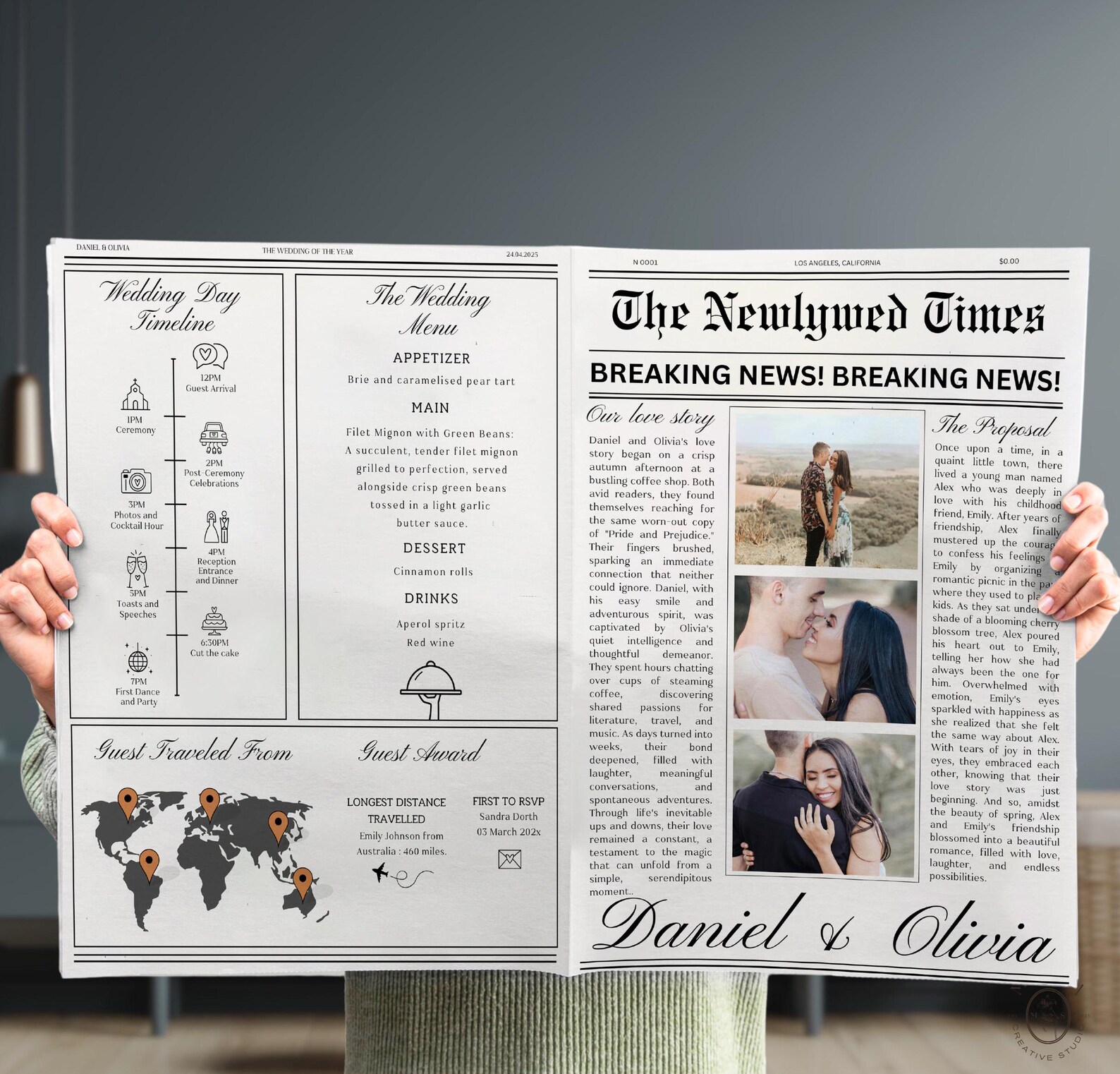 Newspaper Wedding Program Template, Newlywed Times Newspaper, Wedding ...