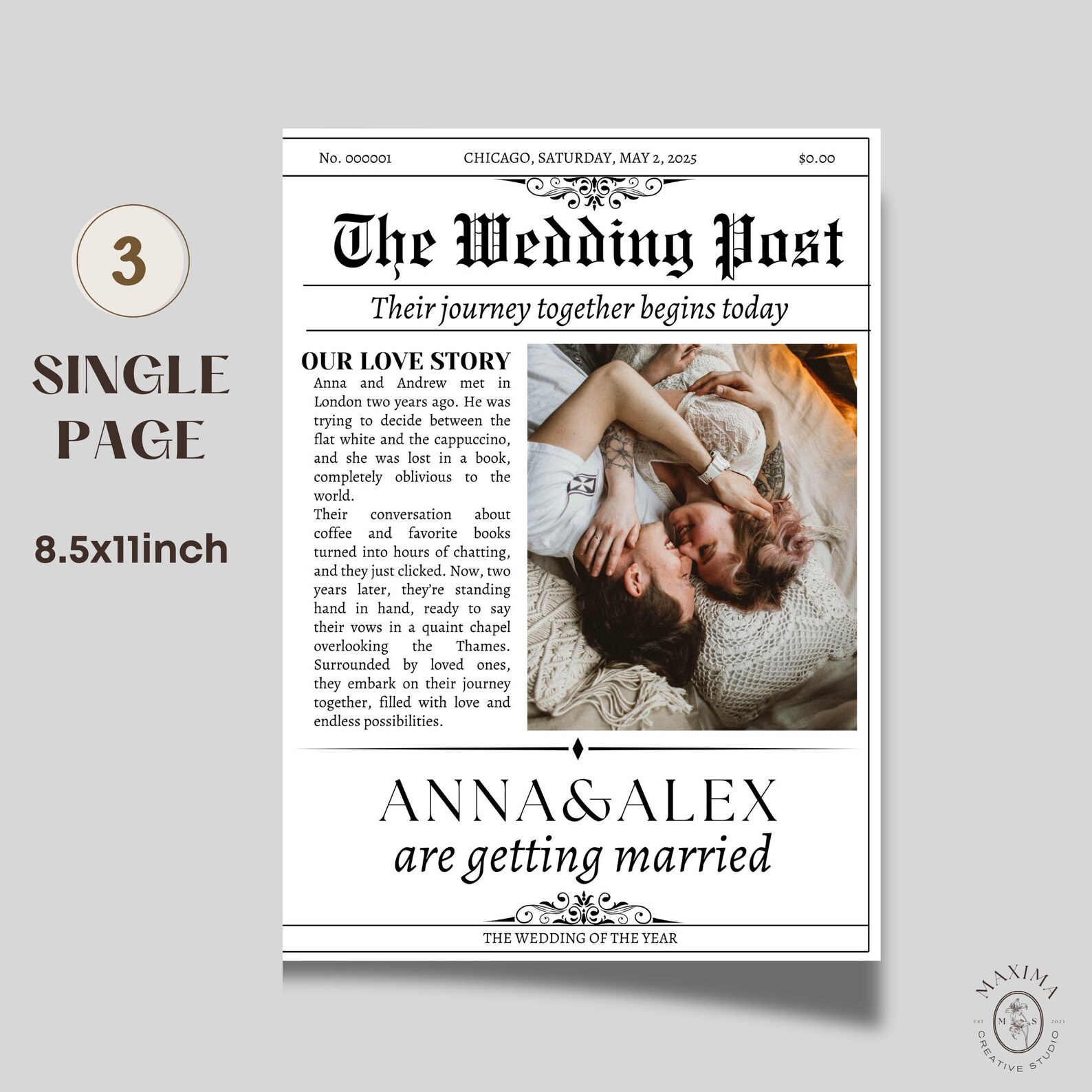 Wedding Newspaper Template With Photo, Wedding Program Template ...