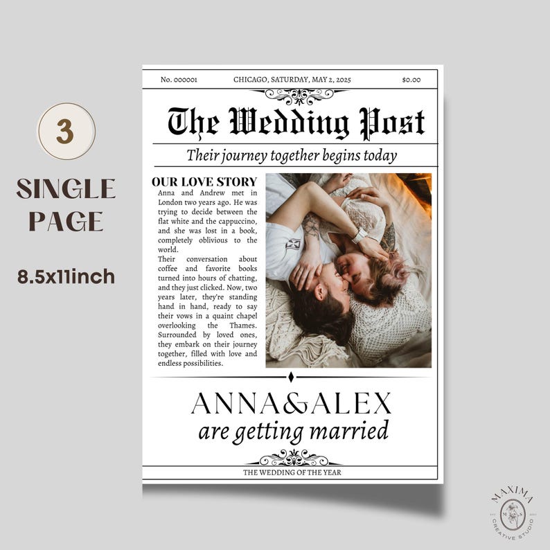 Wedding Newspaper Template With Photo, Wedding Program Template ...
