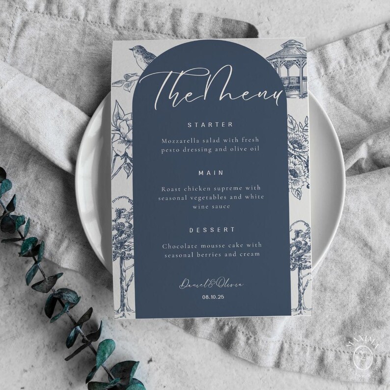 Vintage Wedding Menu Template, Classic Editable Menu Sign, Elegant ...