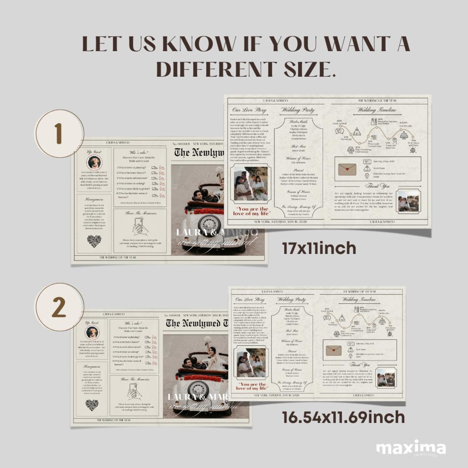 Newspaper Wedding Program Template, Infographic Ceremony Newspaper ...