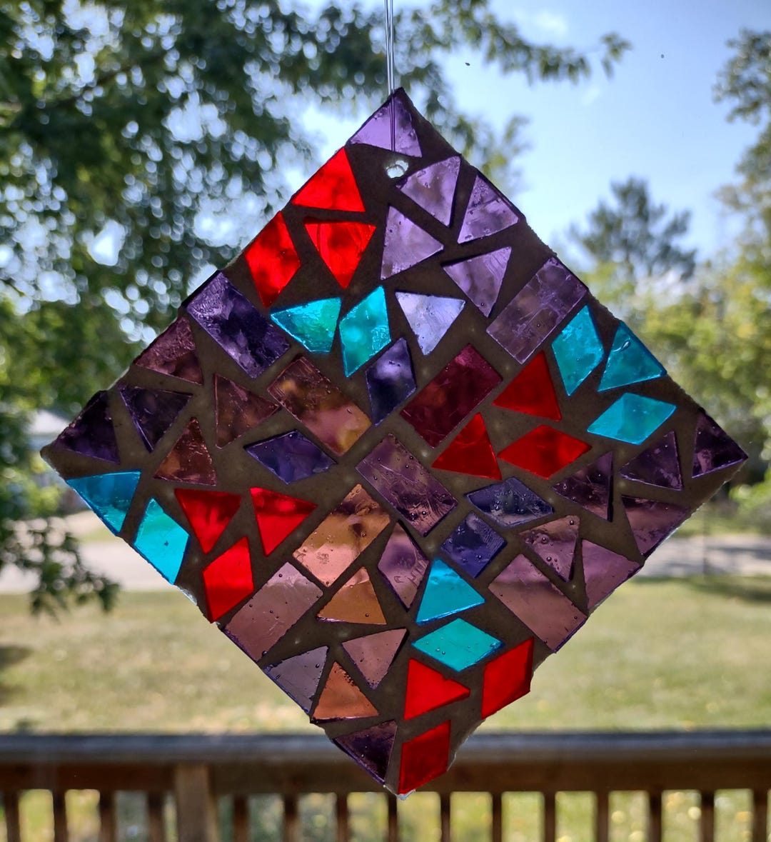 Broken Pinwheel - Glass on Glass Mosaic Suncatcher - Etsy