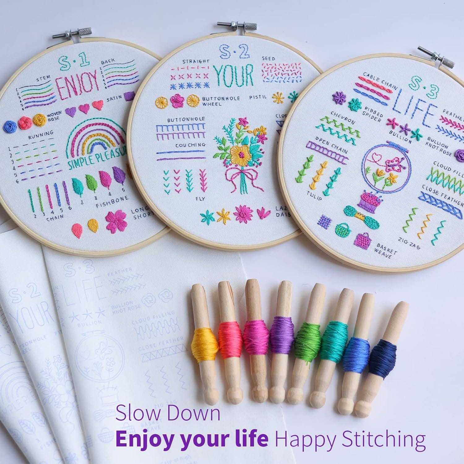 Embroidery Sampler Kit, Beginner Embroidery Kit, Hand Embroidery Stitch ...