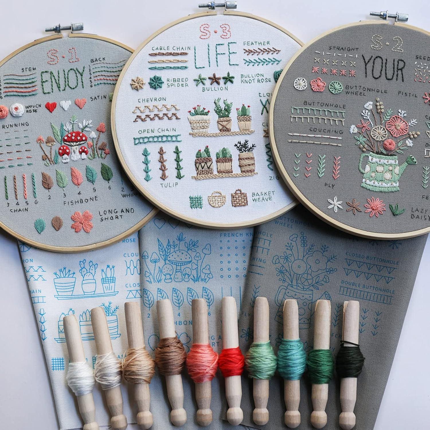 Embroidery Sampler Kit, Beginner Embroidery Kit, Hand Embroidery Stitch ...