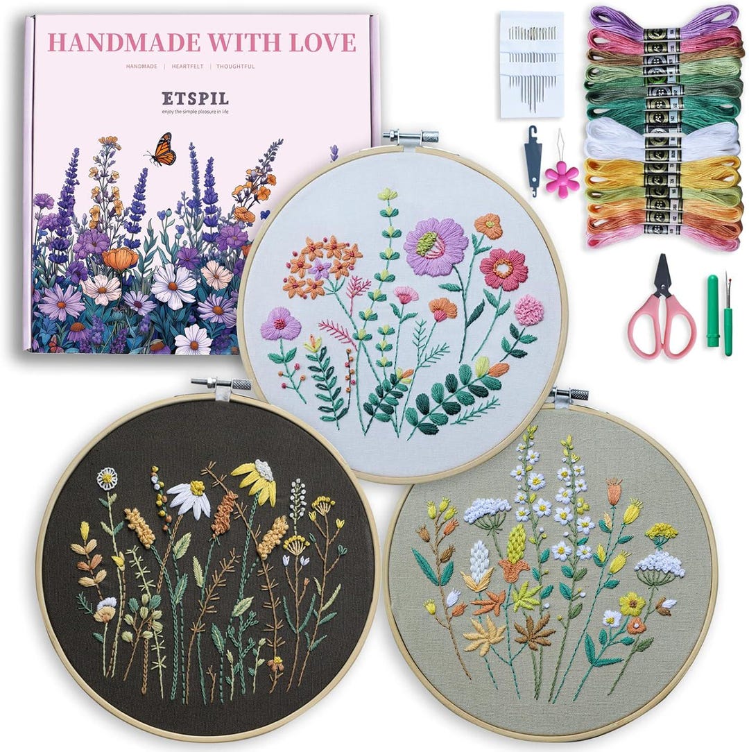 Embroidery Sampler Kit, Beginner Embroidery Kit, Hand Embroidery Stitch ...