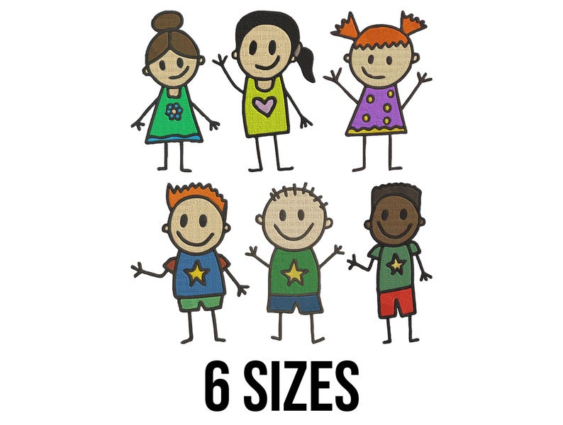 Stick Figures Embroidery Design - Stick Boy Embroidery Design - Stick ...
