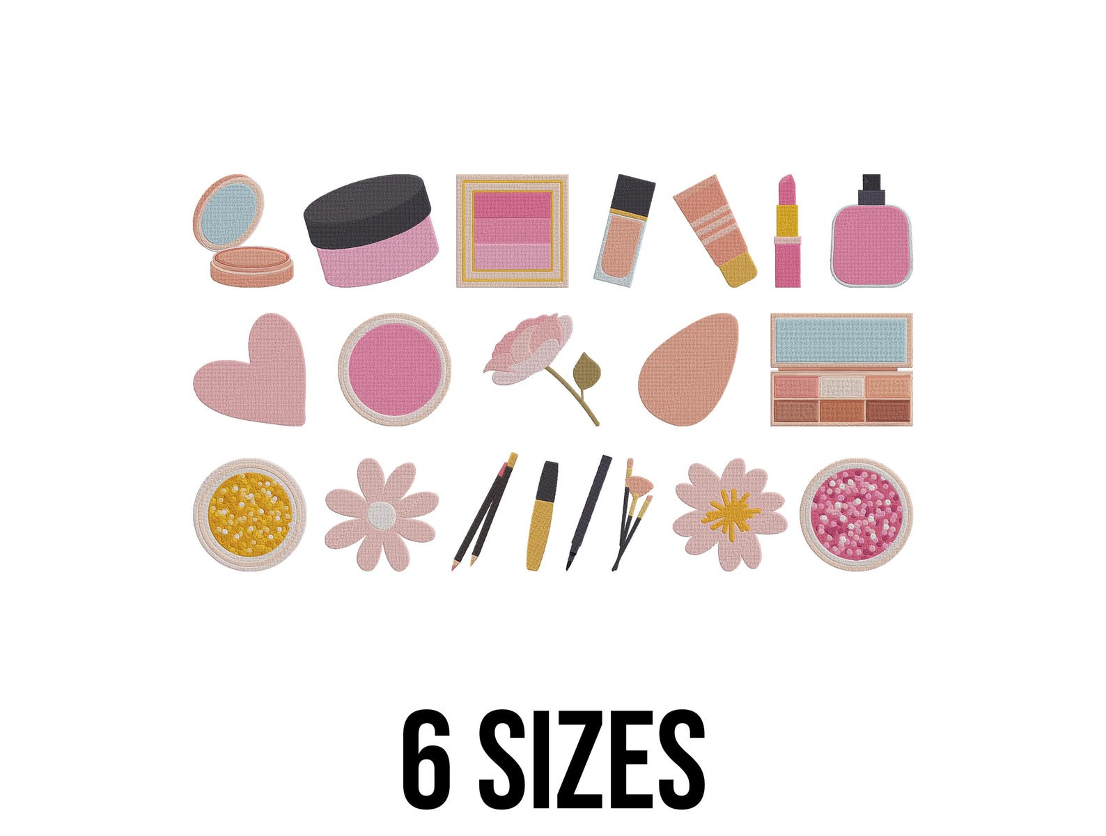 Makeup Embroidery Design - Cosmetics Embroidery Design- Mascara Blush ...