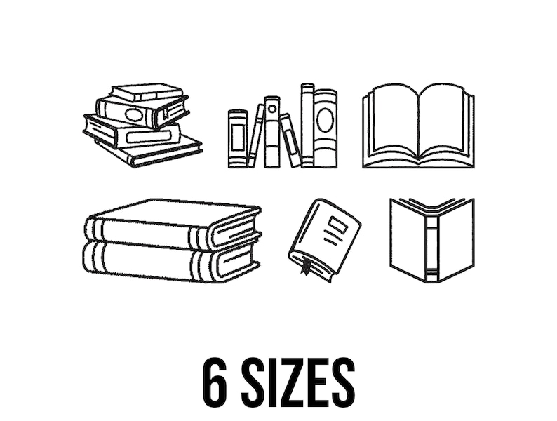 Stack of Books Embroidery Design - Books Applique Embroidery Design ...