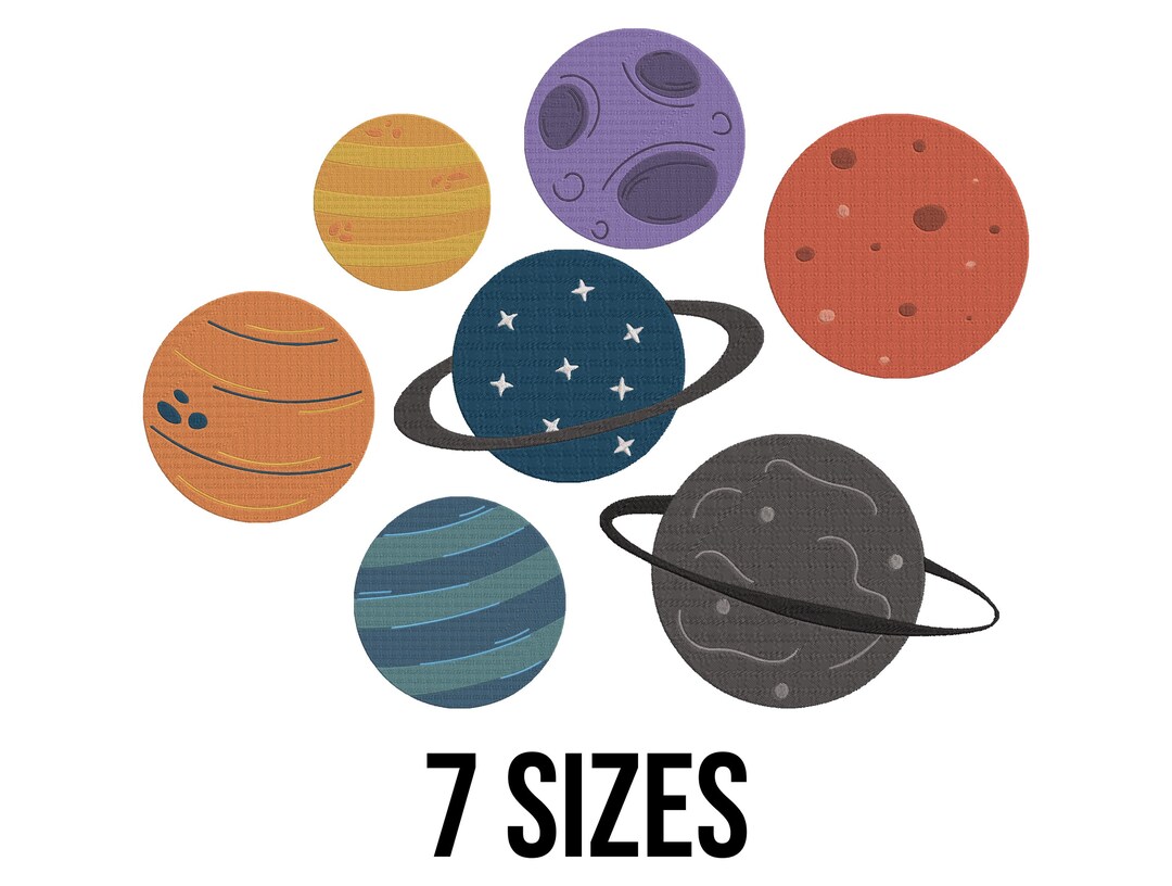 Solar System Embroidery Design - Space Embroidery Design - Galaxy ...