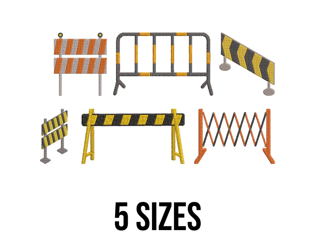 Construction Barriers Bundle Embroidery Design - Road Safety Barriers ...