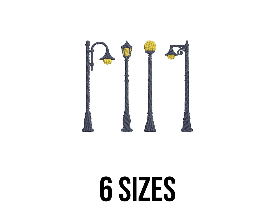 Street Lights Embroidery Design - Light Pole Embroidery Design - Street ...