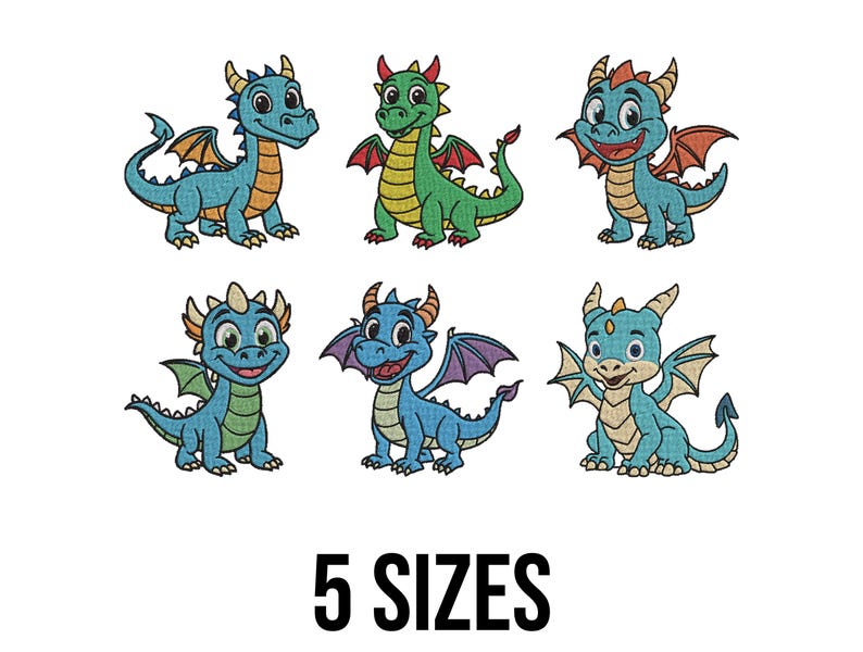 Cute Smiley Flying Dragon Bundle Embroidery Design - Mystic Dragon ...