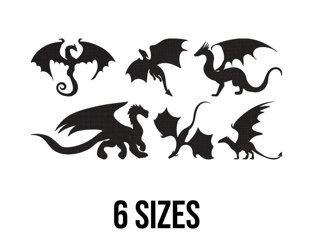 Dragon Bundle Embroidery Design - Dragon Silhouette Embroidery Design ...