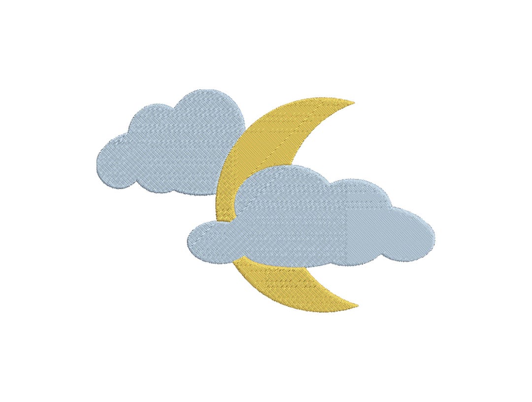 Clouded Moon Machine Embroidery - Moon Digital File -cloud Machine ...