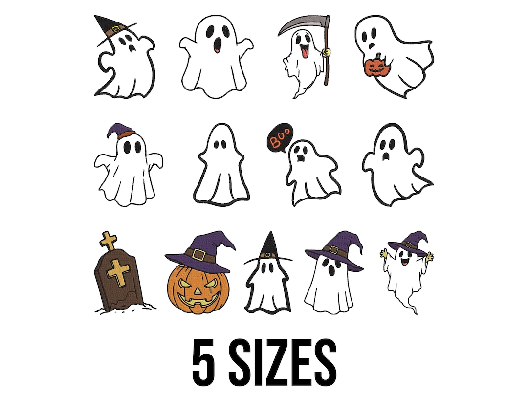 Spooky Halloween Ghost Outline Embroidery Design - Ghosts Embroidery ...