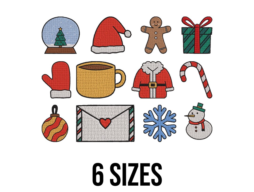 Mini Christmas Set Embroidery Design - Holiday Gifts Embroidery Design ...