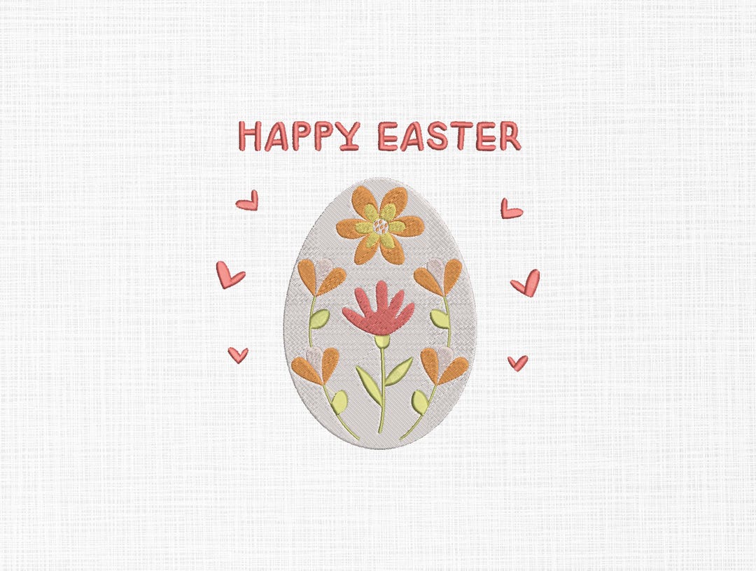 Happy Easter Embroidery Design, Flowers Easter Embroidery Design ...