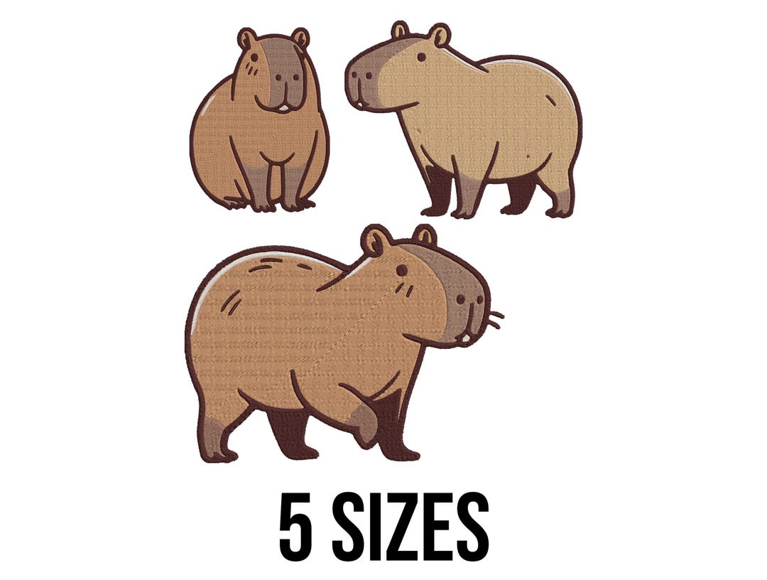 Cute Capybara Bundle Embroidery Design - Cute Baby Capybara Embroidery ...