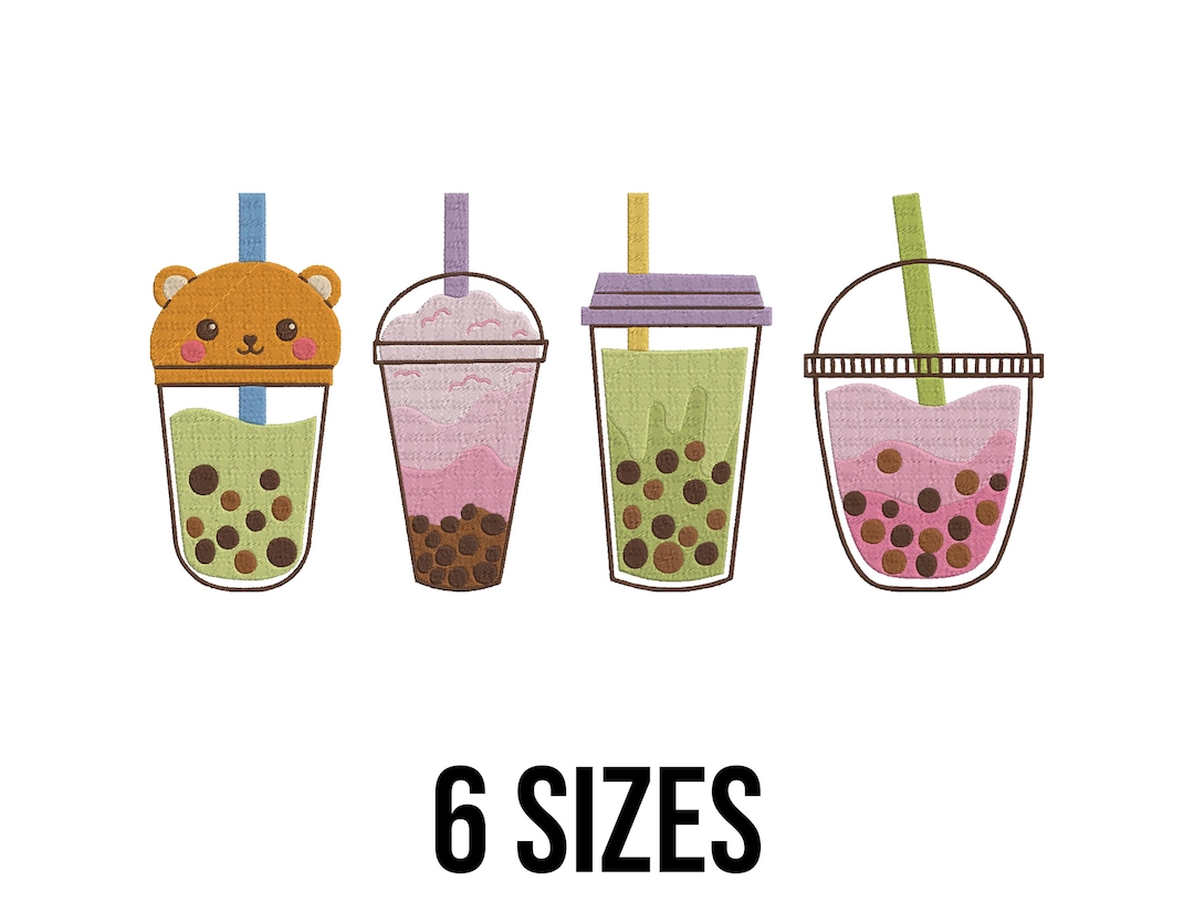 Bubble Tea Bundle Embroidery Design - Milk Tea Embroidery Design - Boba ...