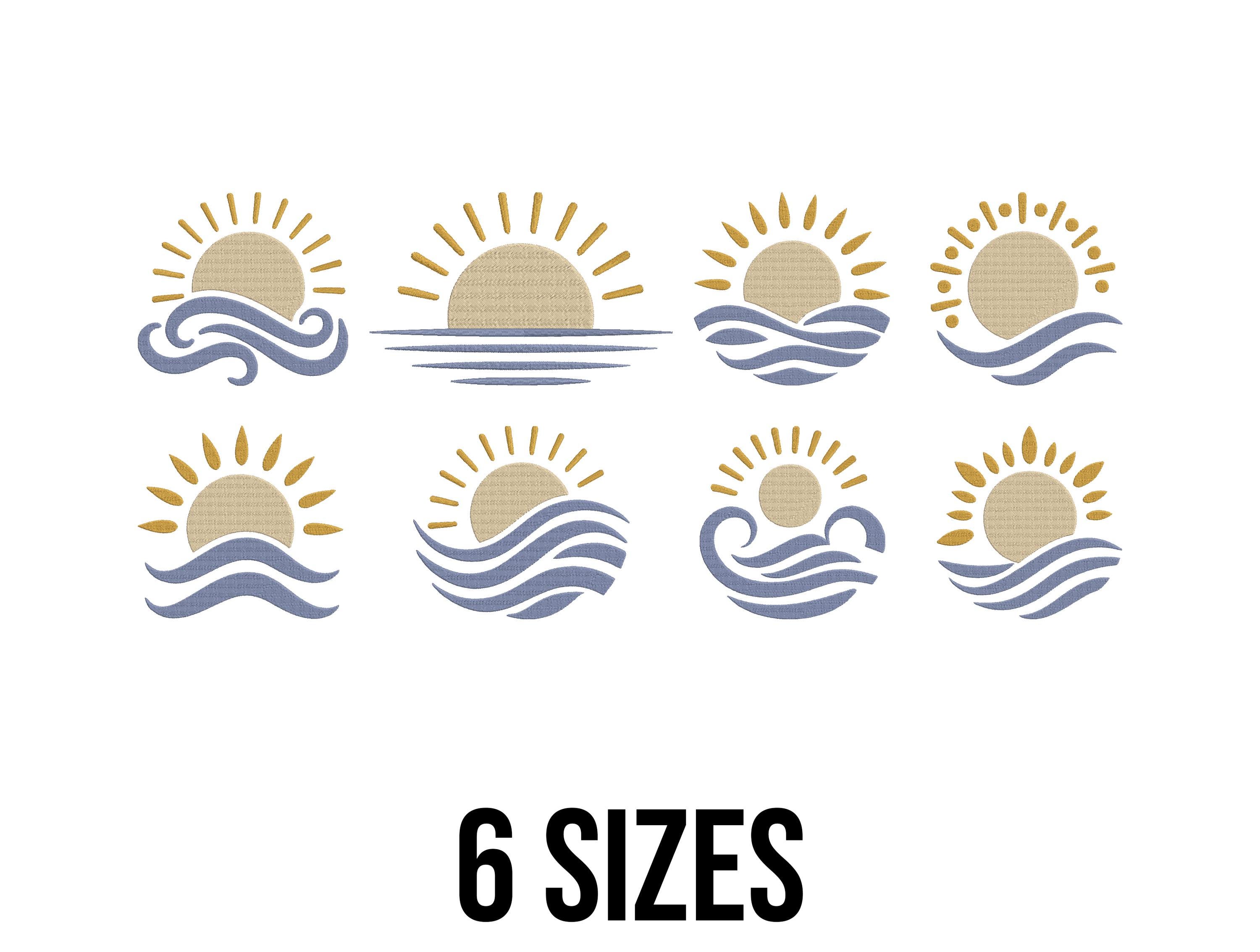 Sea and Sun Embroidery Design - Sea Waves and Sunrises Embroidery ...