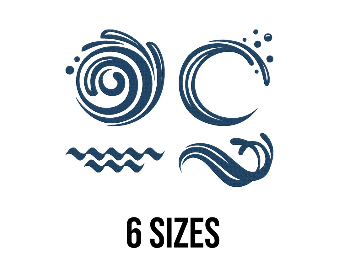 Water Waves Bundle Embroidery Design - Sea Waves Embroidery Design ...
