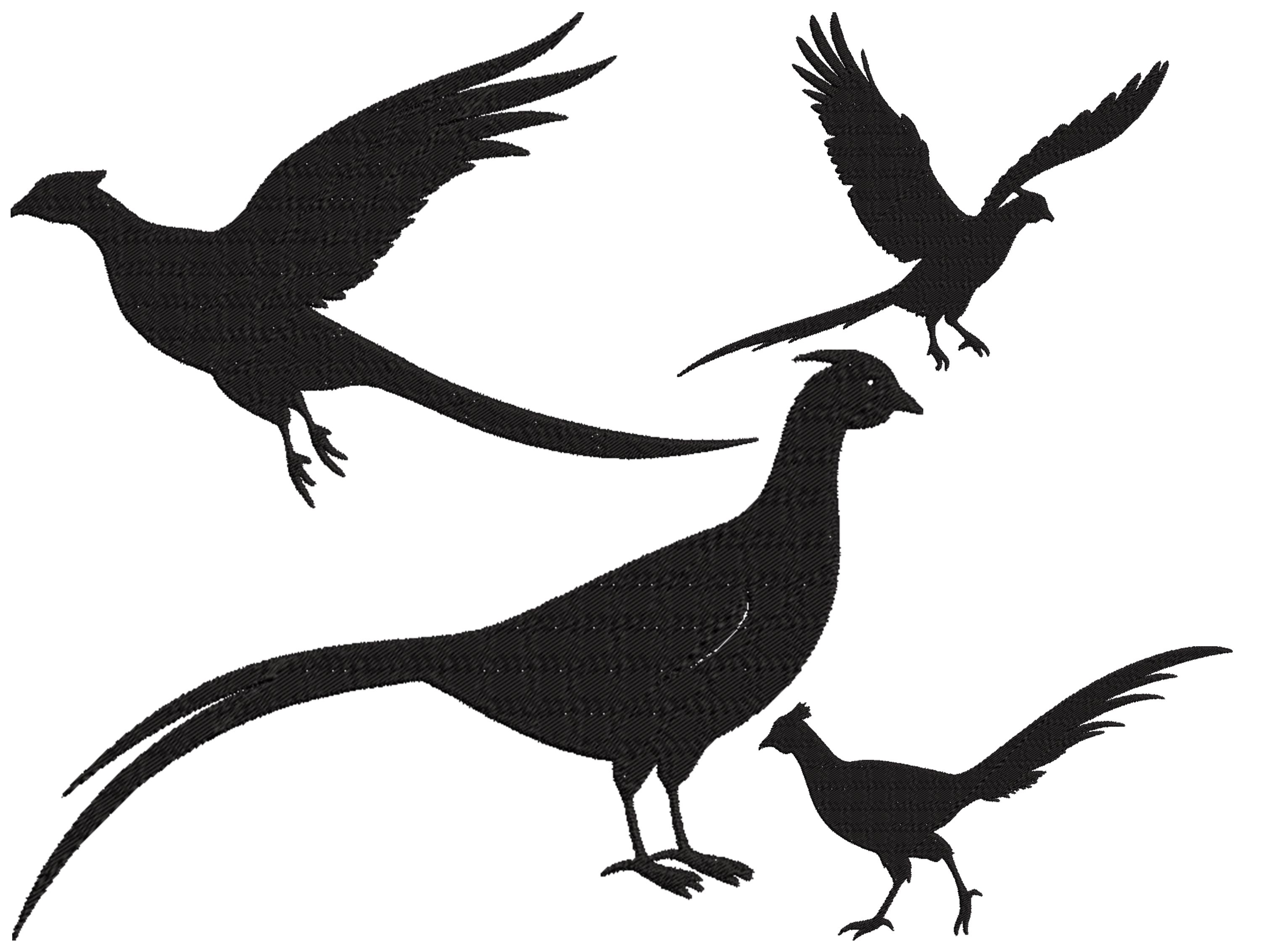 Bundle of Pheasant Embroidery Design - Pheasant Silhouette Embroidery ...