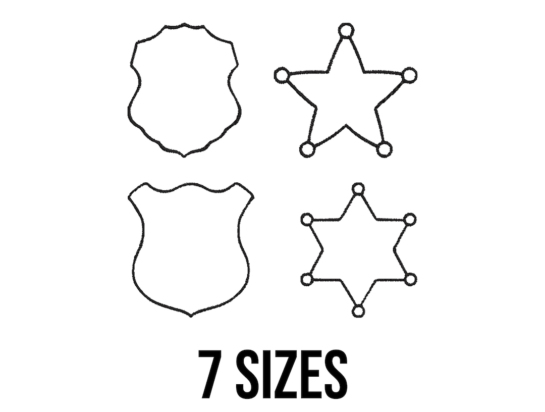 Police Badge Outline Set Embroidery Design - Police Badge Applique ...