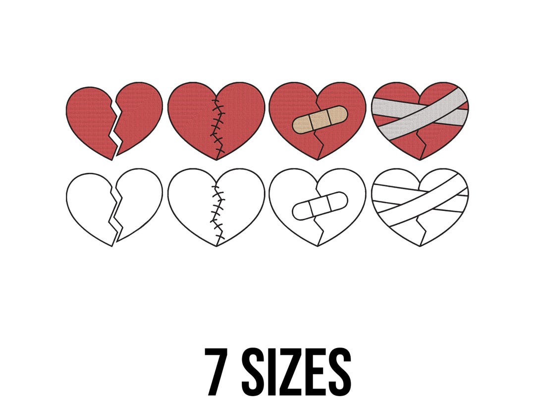 Broken Heart Bundle Embroidery Design - Broken Heart Applique ...