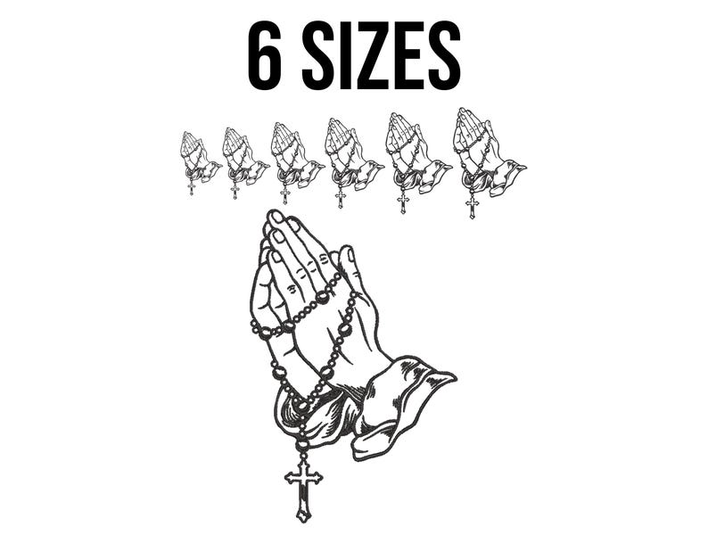 Praying Hands Holding Rosary Embroidery Design- Hands With Rosary ...