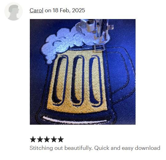 Beer Embroidery Design Beer Glass Embroidery Design Beer Lovers ...